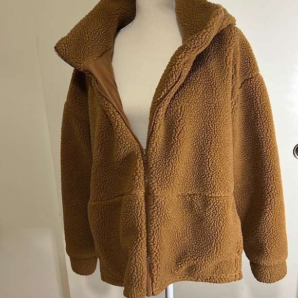 Fabletics | Jackets & Coats | Fabletics Brown Teddy Jacket | Poshmark